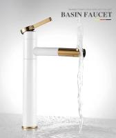 China Single Handle Brushed Brass Sanitary Ware Faucet For Bathroom Basin for sale