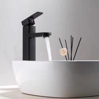 China Deck Mount 304 Stainless Steel Bathroom Faucet Single Handle Square Sink Tap for Hotel for sale