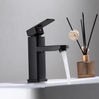 China Deck Mount 304 Stainless Steel Bathroom Faucet Single Handle Square Sink Tap for Hotel for sale