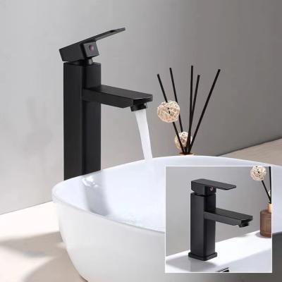 China Deck Mount 304 Stainless Steel Bathroom Faucet Single Handle Square Sink Tap for Hotel for sale