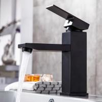 China Deck Mount 304 Stainless Steel Bathroom Faucet Single Handle Square Sink Tap for Hotel for sale
