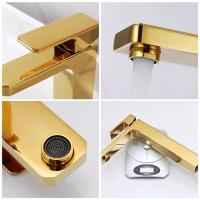 China Polished Golden Brass Sanitary Ware Faucet Single Handle Wash Basin Tap for sale