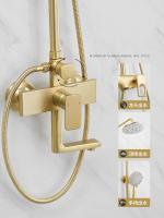 China 304 Stainless Steel Luxury Gold Bathroom Shower Set Brass Rain Mixer Triple Handle Thermostatic for sale