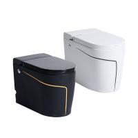 China Black One Piece Smart Toilet 615x360x455mm Floor Mounted Ceramic with Soft Close Seat for sale
