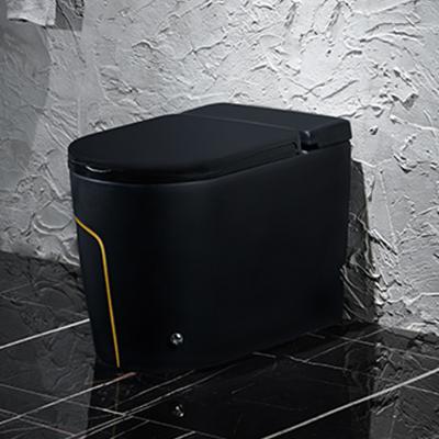 China Black One Piece Smart Toilet 615x360x455mm Floor Mounted Ceramic with Soft Close Seat for sale