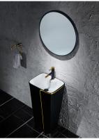 China Ceramic 525*430*860mm Sanitary Ware Basin One Piece With Black Toilet for sale