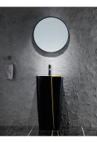 China Ceramic 525*430*860mm Sanitary Ware Basin One Piece With Black Toilet for sale