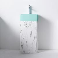 China Self Cleaning Rectangular Ceramic Pedestal Wash Basin Sink 400x400x840mm for sale