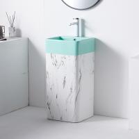 China Self Cleaning Rectangular Ceramic Pedestal Wash Basin Sink 400x400x840mm for sale