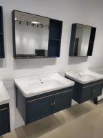 China Dark Blue 80cm Wall Mounted Bathroom Vanity Environmental Friendly for sale