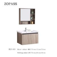 China Mirrored Solid Wood Bathroom Cabinet Wall Hung Vanity Unit 80cm Space Aluminum for sale