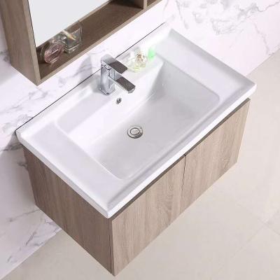 China Mirrored Solid Wood Bathroom Cabinet Wall Hung Vanity Unit 80cm Space Aluminum for sale