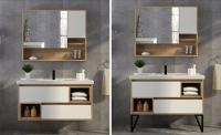 China High Plasticity Free Standing Bathroom Cabinet Mirrored Single Sink for sale