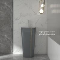 China Luxury Pedestal 12L Sanitary Ware Basin Round Free Standing Sink for sale