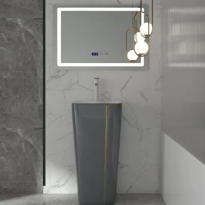 China Luxury Pedestal 12L Sanitary Ware Basin Round Free Standing Sink for sale