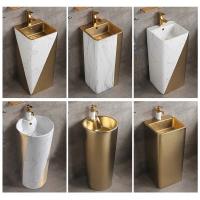 China Pedestal 9L Floor Standing Bathroom Sinks Luxury Gold One Piece for sale