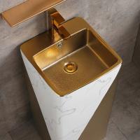 China Pedestal 9L Floor Standing Bathroom Sinks Luxury Gold One Piece for sale