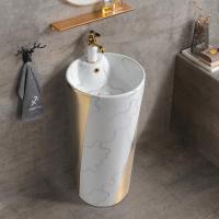 China Pedestal 9L Floor Standing Bathroom Sinks Luxury Gold One Piece for sale