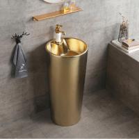 China Pedestal 9L Floor Standing Bathroom Sinks Luxury Gold One Piece for sale