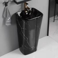 China Pedestal Basin 12L Oval Shape Antique Design Black Gold Silver Ceramic Sink for sale