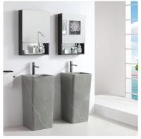 China Ceramic Counter Top Basin Pedestal Vanity Bowl 820mm 850mm Matte Grey for sale