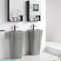 China Ceramic Counter Top Basin Pedestal Vanity Bowl 820mm 850mm Matte Grey for sale