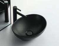 China 9L Ceramic Matte Black Vessel Sink Round Countertop Basin Ultra Thin Edge Modern Bathroom Art Basin for sale