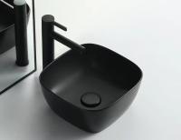China 9L Ceramic Matte Black Vessel Sink Round Countertop Basin Ultra Thin Edge Modern Bathroom Art Basin for sale