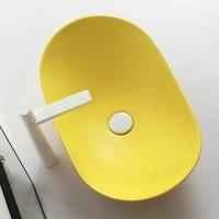 China Modern Style Above Counter Basin Round Shape Matte Yellow Color for sale