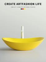 China Modern Style Above Counter Basin Round Shape Matte Yellow Color for sale