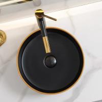 China Countertop Ceramic Round Ceramic Wash Basin Matte Shiny Black Color for sale