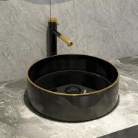 China Countertop Ceramic Round Ceramic Wash Basin Matte Shiny Black Color for sale