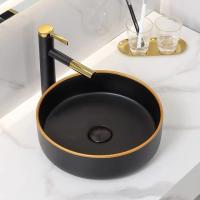 China Countertop Ceramic Round Ceramic Wash Basin Matte Shiny Black Color for sale