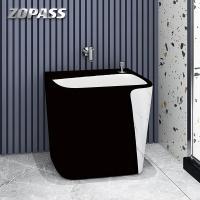 China Ceramic Rectangular Mop Basin No Hole 3 Sizes Easy Clean Mop Sink for Bathroom for sale