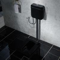 China Bathroom Matt Black Ceramic Squatting Pan Satin Surface Finish for sale