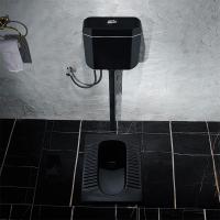 China Bathroom Matt Black Ceramic Squatting Pan Satin Surface Finish for sale