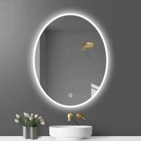 China Oval Glass Wall Mounted Vanity Mirror with Defogging Screen 60x80cm for sale