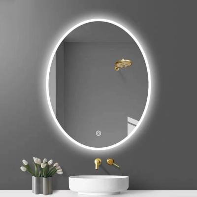 China Oval Glass Wall Mounted Vanity Mirror with Defogging Screen 60x80cm for sale