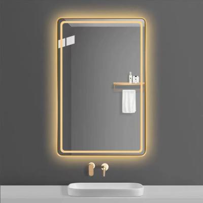 China Custom Rectangular Frameless Backlit LED Bathroom Mirror with Smart Anti-Fog 3 Colors for sale