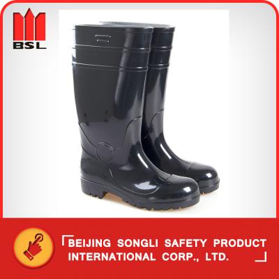 China SLS-ZY004BK Safety Rain Boots EN ISO 20345 Certified 400mm Height Steel Toe & Sole for sale