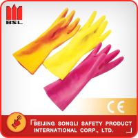 China SLG-D Natural Latex Household Gloves - 13-15mil Thickness, S-XL Sizes with Hexagonal Grip Pattern for Industrial Use for sale
