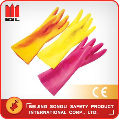 China SLG-D Natural Latex Household Gloves - 13-15mil Thickness, S-XL Sizes with Hexagonal Grip Pattern for Industrial Use for sale