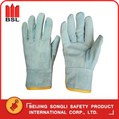 China SLG-SMT-35 Goat Split Leather Safety Gloves - 10 Inch Length with Wind Cuff - A/B Grade Quality for sale