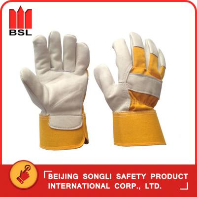 China SLG-SMT-68 Goat Grain Leather Safety Gloves - 10.5 Inch Length with Rubberized Cuff - 120 Pairs per Carton for sale