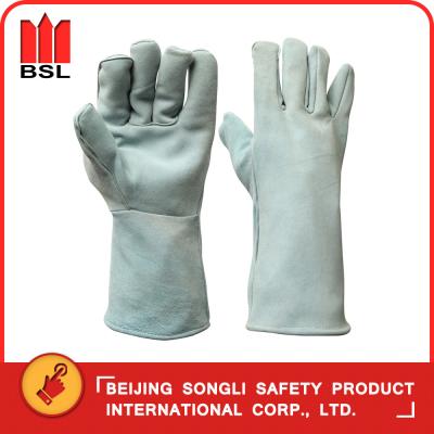 China Goat Split Leather Welding Gloves 14 Inch Full Knit Lined SLG-SMT-22 for sale
