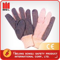 China Cotton Drill Garden Working Gloves 10 Inch PVC Dot Palm Knit Wrist 6oz 7oz for sale