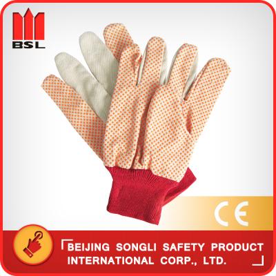 China SLG-366T5 Cotton Drill Garden Gloves 10 inch PVC Dot Palm Knit Wrist for sale