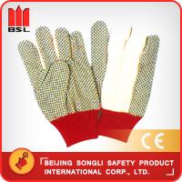 China Cotton Drill Garden Working Gloves 10 Inch PVC Dot Palm Knit Wrist 6oz 7oz for sale