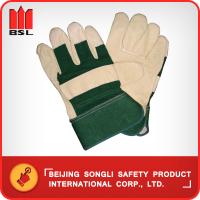 China SLG-PA2208R Pig Grain Leather Safety Gloves 10.5 Inch Length with Rubberized Cuff and Half-Lining for sale