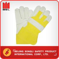 China SLG-PA2208R Pig Grain Leather Safety Gloves 10.5 Inch Length with Rubberized Cuff and Half-Lining for sale